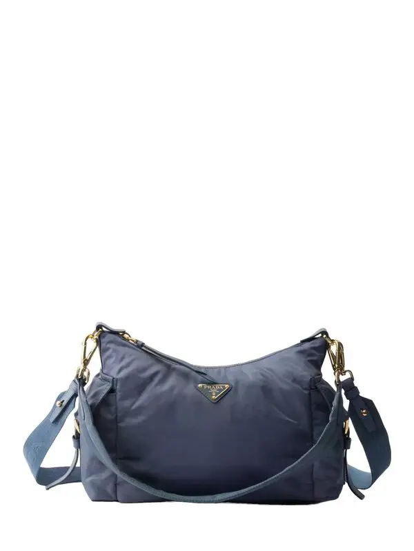 Prada Large Re-nylon And Leather Shoulder Bag - Blue