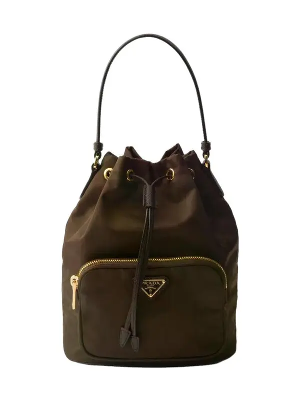 Prada Duet Re-nylon Bucket Bag - Brown