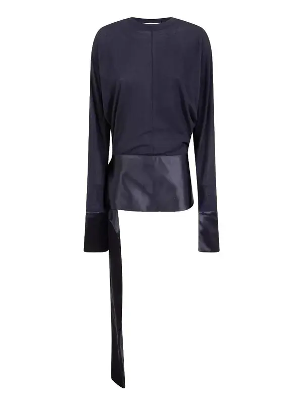 DARKPARK Satin-trim Long-sleeve Blouse - Blue