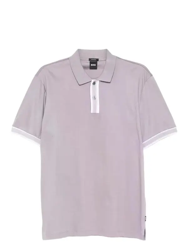 BOSS Striped-trim Polo Shirt - Purple