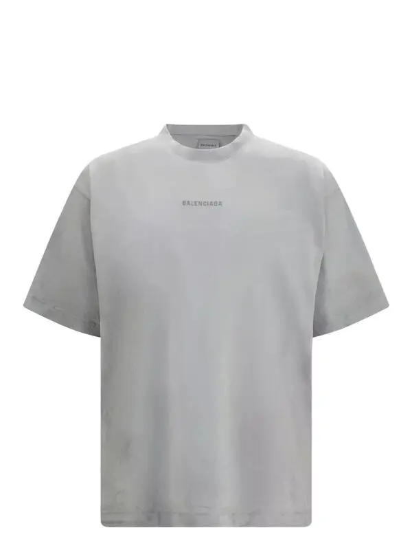 Balenciaga Logo-embroidered Distressed-effect T-shirt - Grey