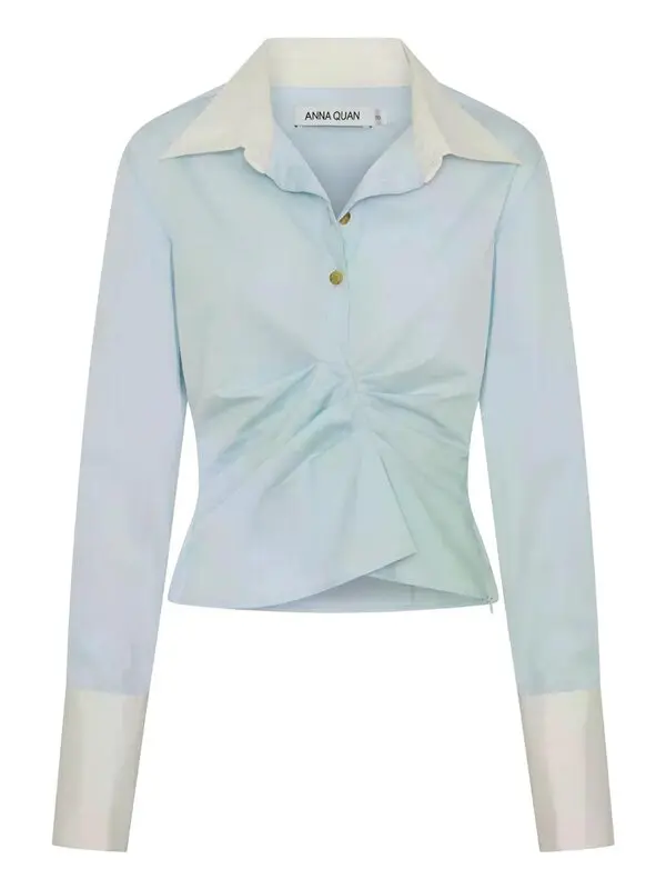 Anna Quan Thea Collared Twisted Shirt - Blue