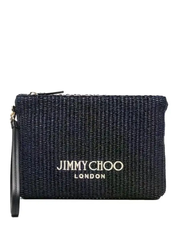 JIMMY CHOO Woven Clutch With Logo - Blue