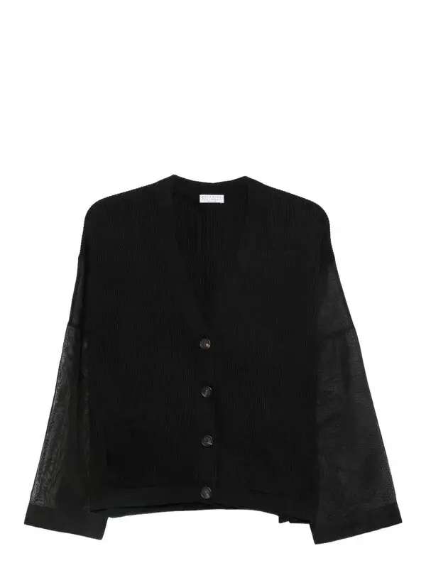 Brunello Cucinelli Sheer-sleeve Cardigan - Black