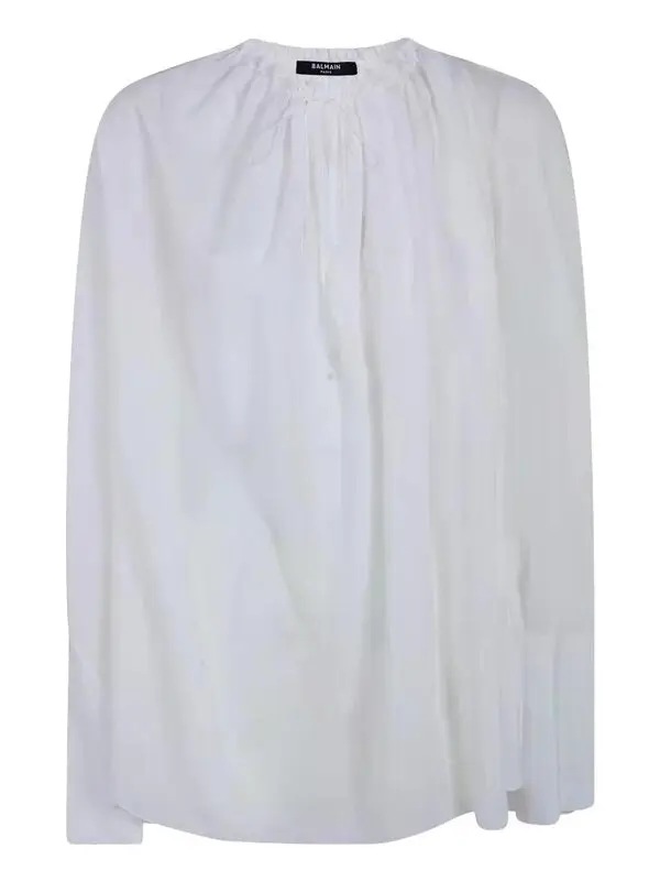 Balmain Gathered-neck Blouse - White