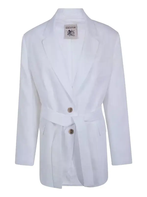 SEMICOUTURE Belted Blazer - White