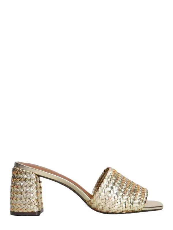 AREZZO Woven Block-heel Sandals - Gold