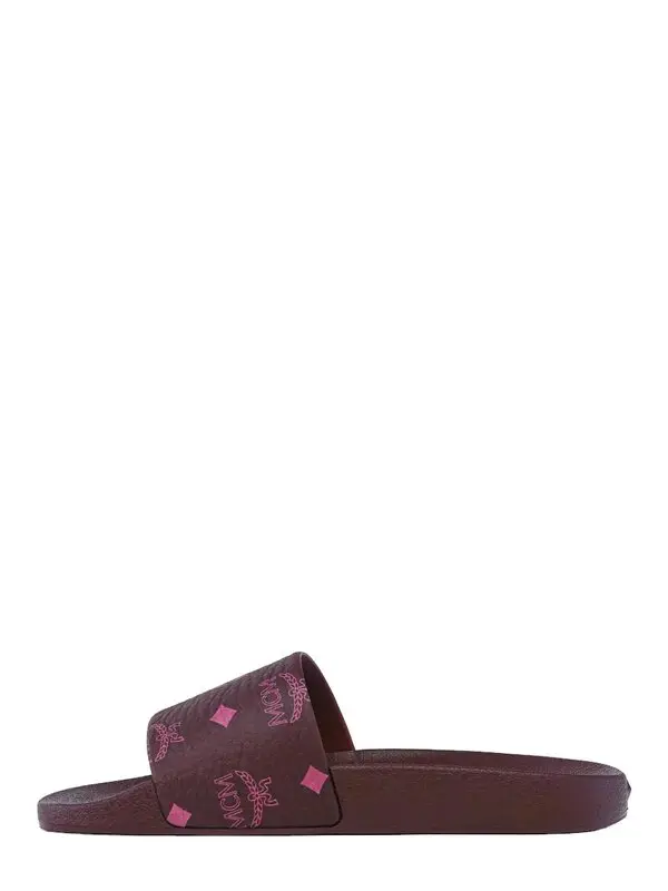 Mcm Monogram-print Slides - Brown