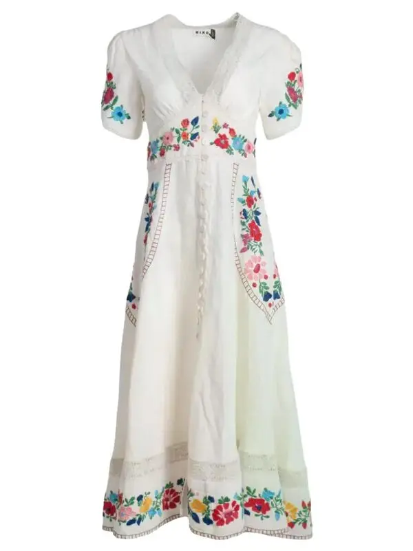 Rixo Novara Midi Dress - White