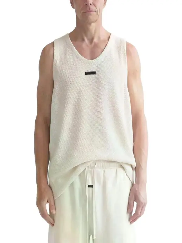 Fear Of God Knitted Tank Top With Logo Patch - Neutrals