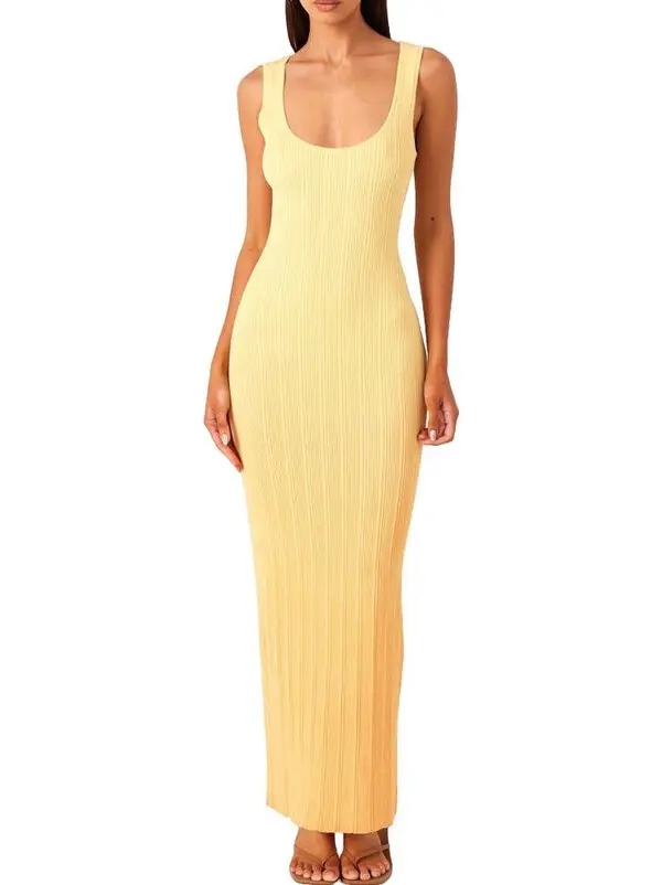 SNDYS Odessa Ombré Ribbed Maxi Dress - Mango Ombre