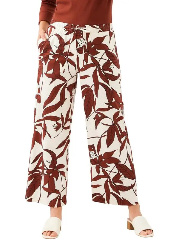 Karen Kane Floral Drawstring Wide Leg Pants - Print