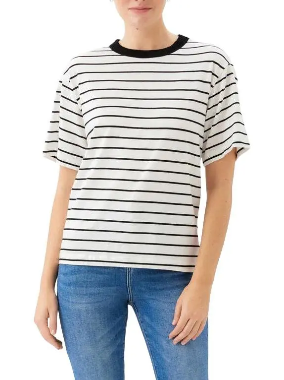 Karen Kane Stripe Cotton Blend T-shirt - Off White/black