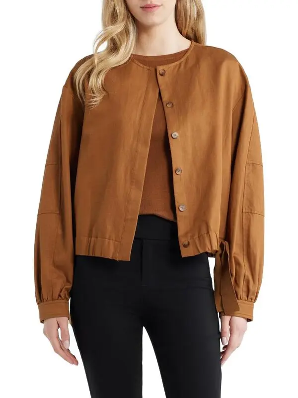 Mango Ties Hem Jacket - Brown