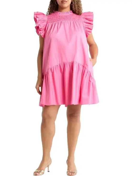 SUGARLIPS Rhona Smocked Mini Dress - Bubble-gum