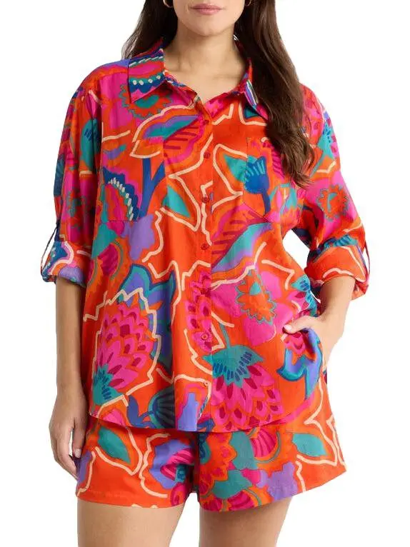 SUGARLIPS Kahlia Tropics Top - Red-multi