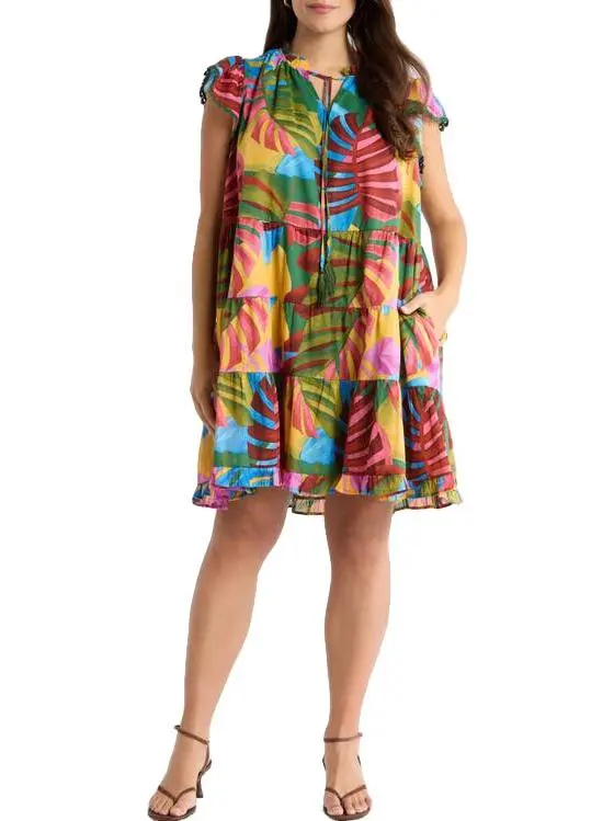 SUGARLIPS Novi Tropical Yodi Shift Minidress - Kelly-multi