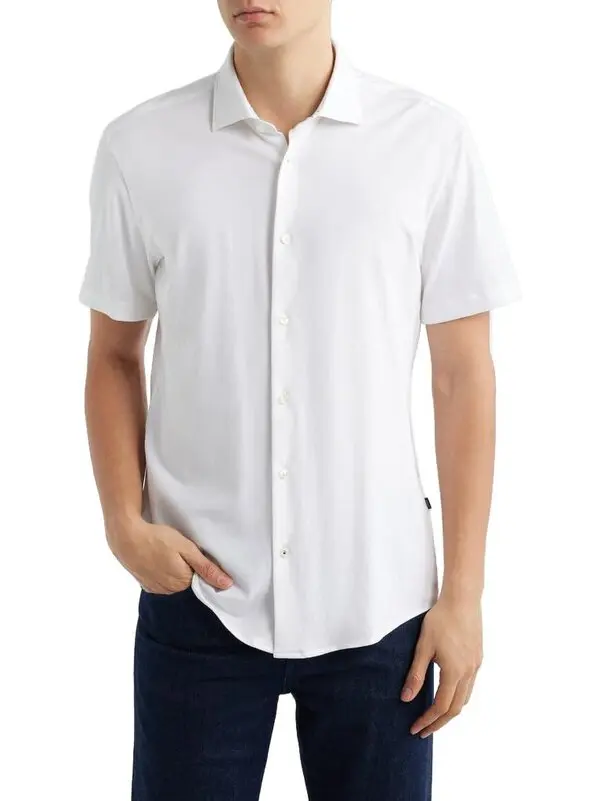 BOSS Roan Stretch Cotton Button-up Shirt - White