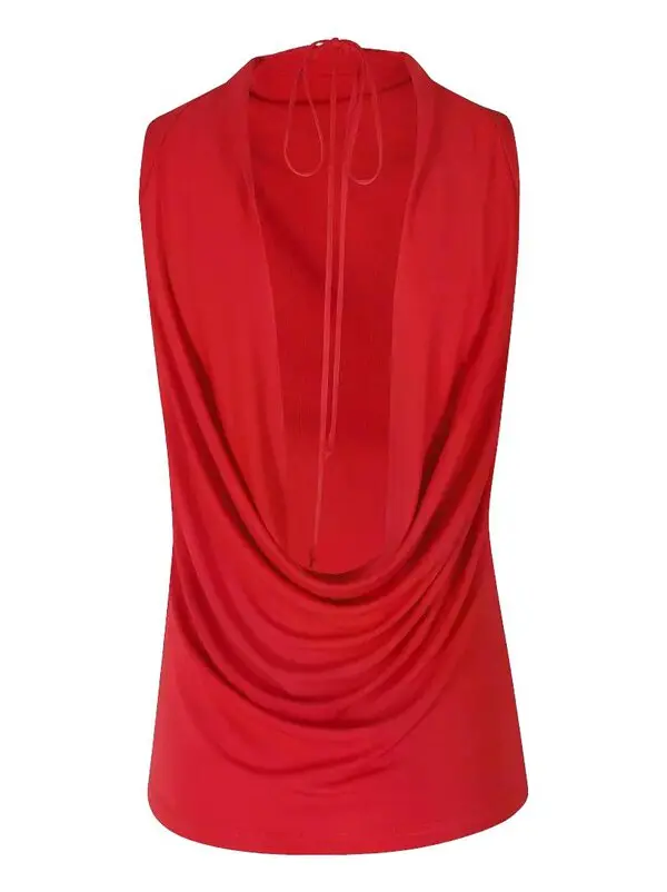 SEMICOUTURE Sleeveless Cowl Neck Top - Red