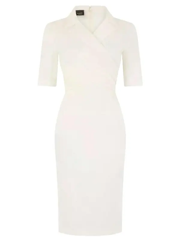 Pinko Midi Wrap-style Dress With Notched Lapels - White
