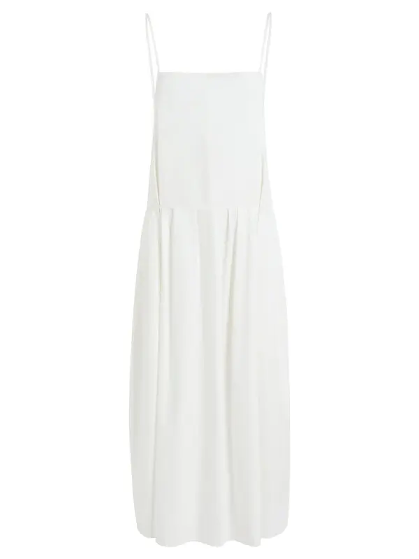 Khaite Adira Cotton Poplin Midi Dress - Chalk