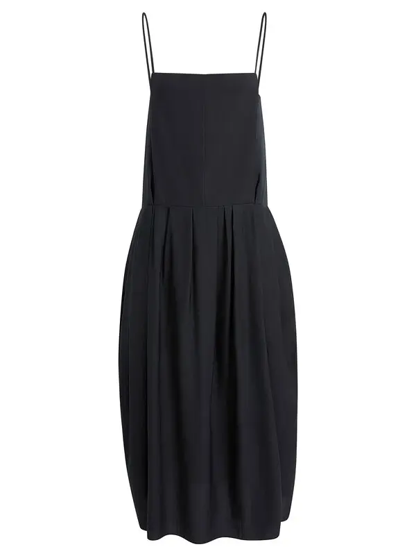 Khaite Adira Pleated Organza Midi Dress - Black