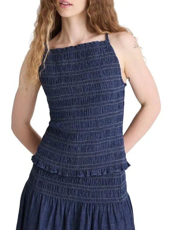 Madewell Denim Smocked Tank - Dark Cove Wash