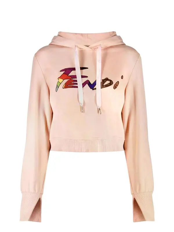 Fendi Embroidered Logo Hoodie - Pink