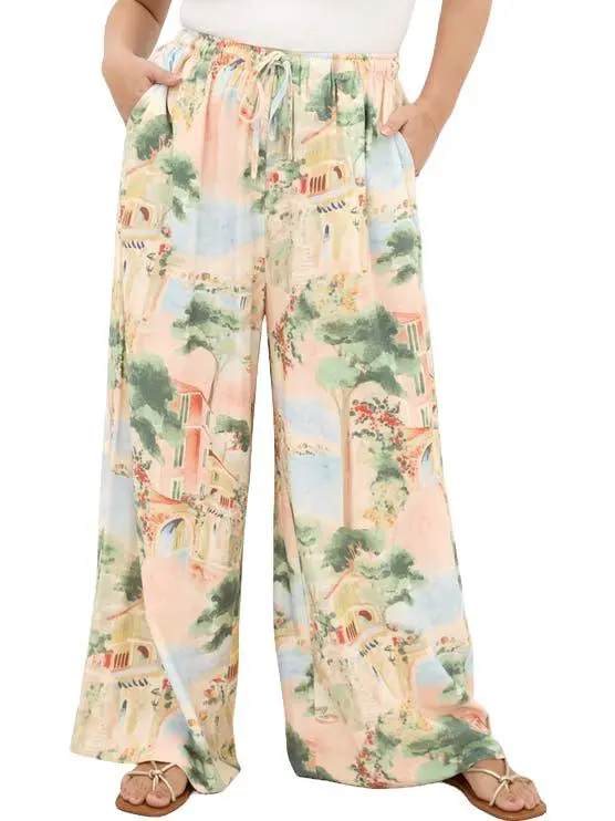 City Chic Halle Printed Wide Leg Pants - Sardinia