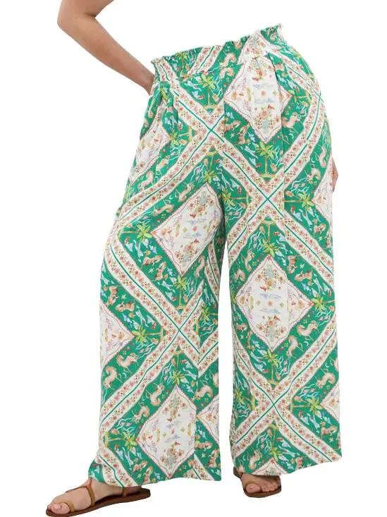 City Chic Jayla Printed Wide-leg Pants - Prairie Scarf