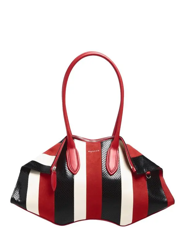 Alexander McQueen Manta Stripe Handbag - Red/white/black/silv