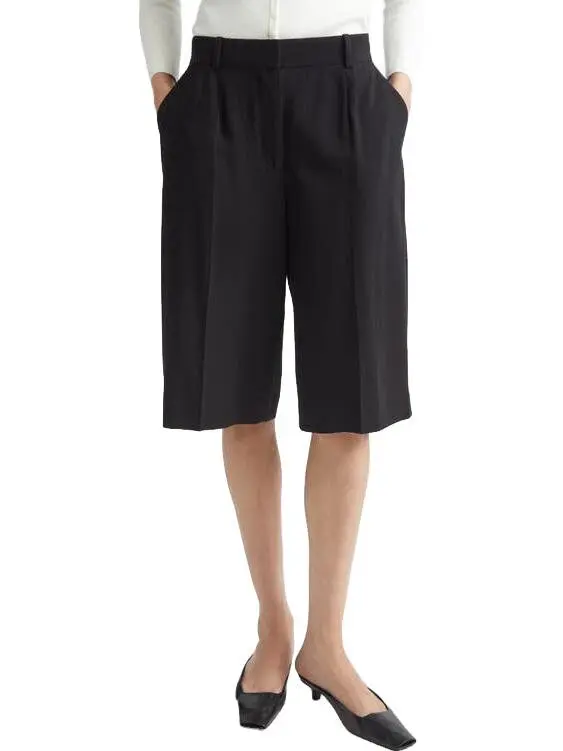 TOTEME Wide Leg Knee-length Shorts - Black