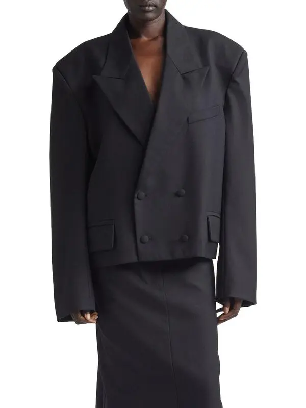 Vaquera Slouchy Double-breasted Wool Jacket - Black