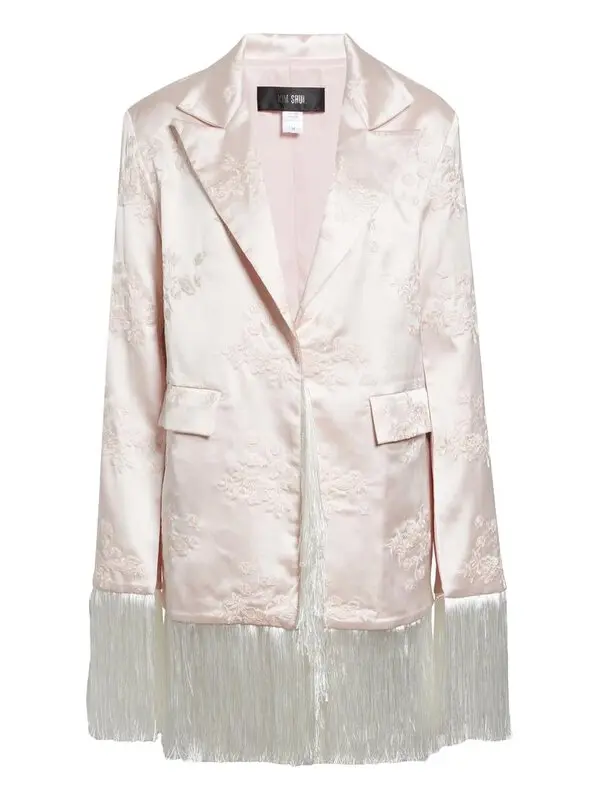 KIM SHUI Kyla Embroidered Fringe Jacket - Pink