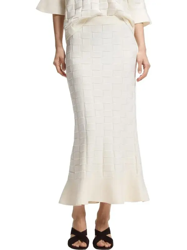 BOSS Textured Flare Midi Skirt - Soft Cream