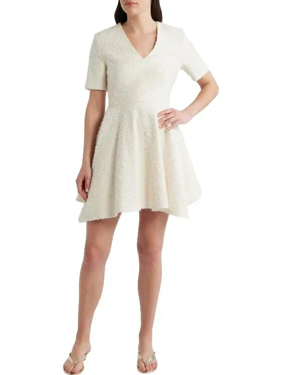BOSS Daletar1 Tweed Skater Dress - Soft Cream Eyelash Tweed