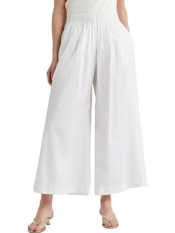 BOSS Talini Cotton Wide-leg Pants - Bright White