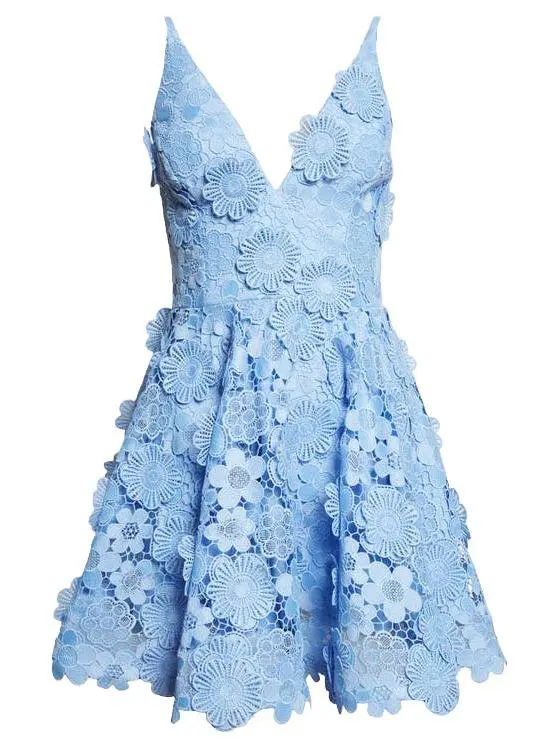 HELSI Blake Floral Appliqué Lace Mini Dress - Baby Blue