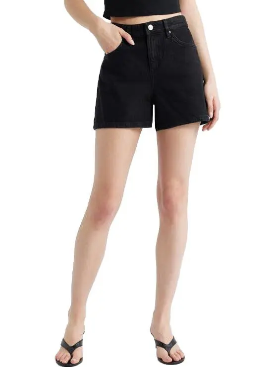 Mango Denim Straight-leg Shorts - Black Denim