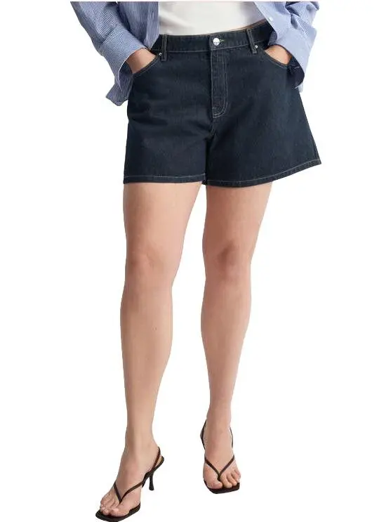 Mango Denim Straight-leg Shorts - Dark Blue