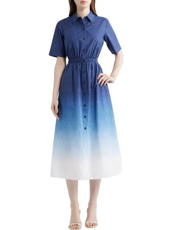 Anne Klein Short Sleeve Shirtdress - Distant Mountain Multi