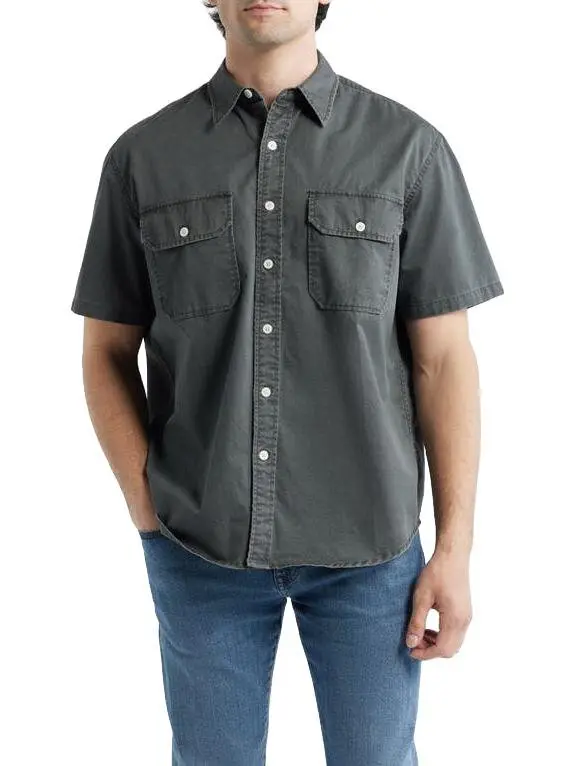 925 ORIGINALS Blueprint Short Sleeve Button-up Work Shirt - Washed Black