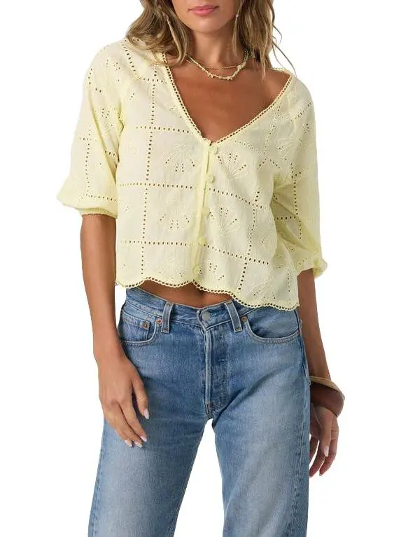 O'Neill Flora Embroidered Button-up Shirt - Citron