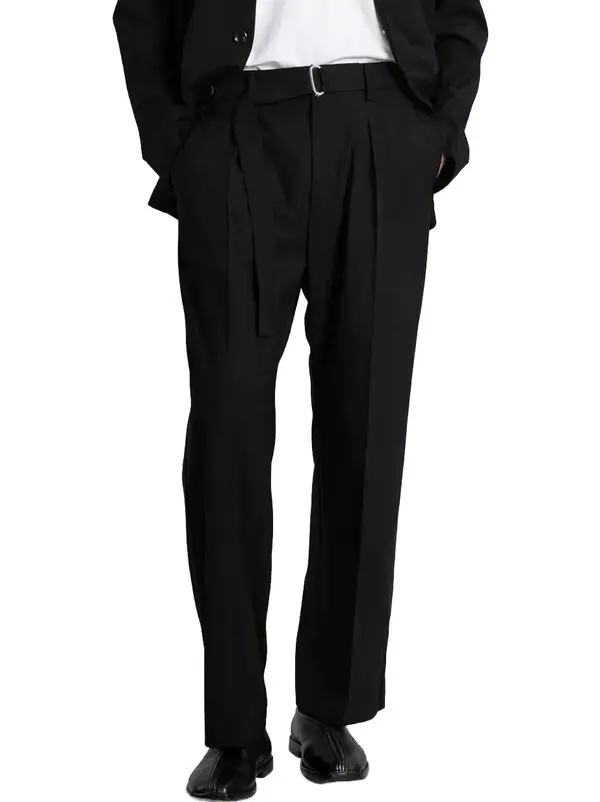Attachment Belted Pleated Trousers - Black