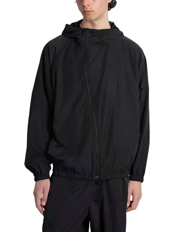 Attachment Asymmetric-zip Hooded Jacket - Black
