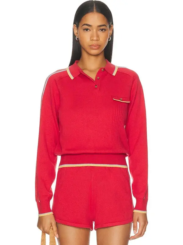 Guest In Residence Relay Polo Top - Scarlet