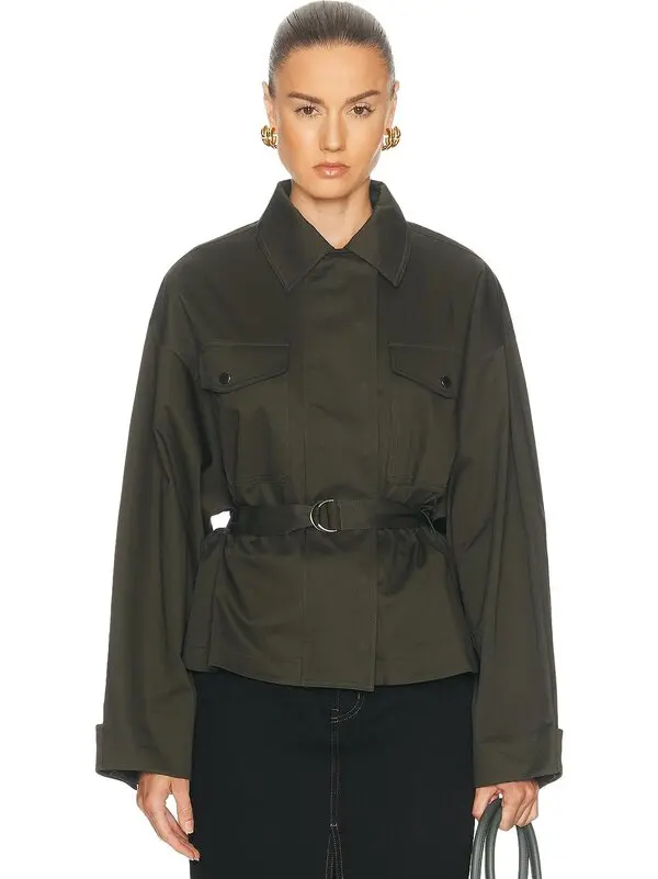EAVES X Jasmine Tookes Lina Belted Jacket - Dark Moss