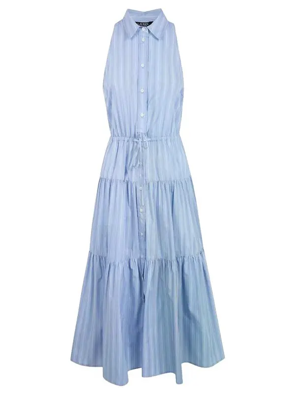 Ralph Lauren Striped Tiered Dress - Blue