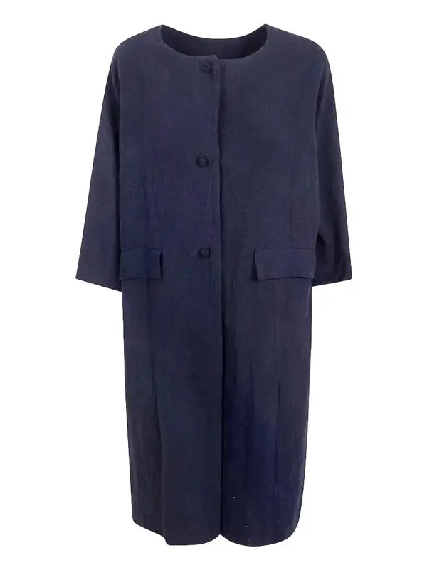 DANIELA GREGIS Crochet-button Linen Coat - Blue