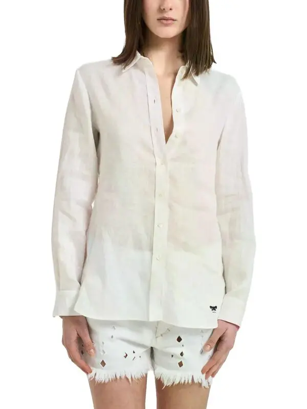 Max Mara Embroidered-logo Button-down Shirt - White